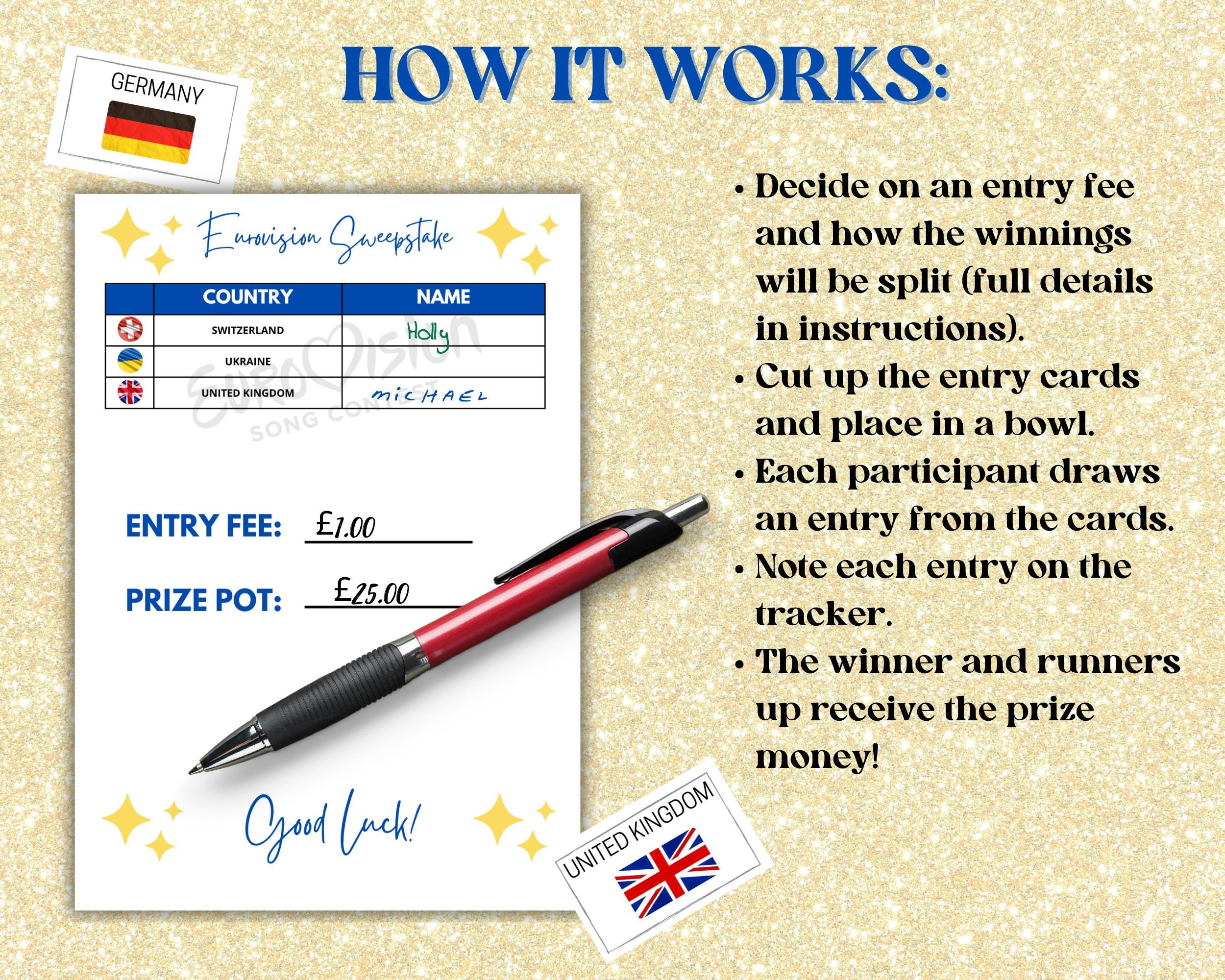 Eurovision Song Contest Vienna 2026 Sweepstake Kit | Printable ...