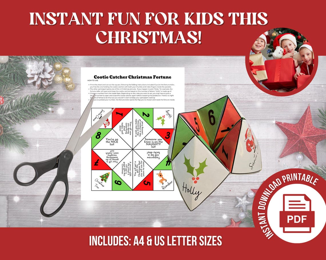 Christmas Fortune Teller Cootie Catcher: Holiday Jokes, Scavenger Hunt ...