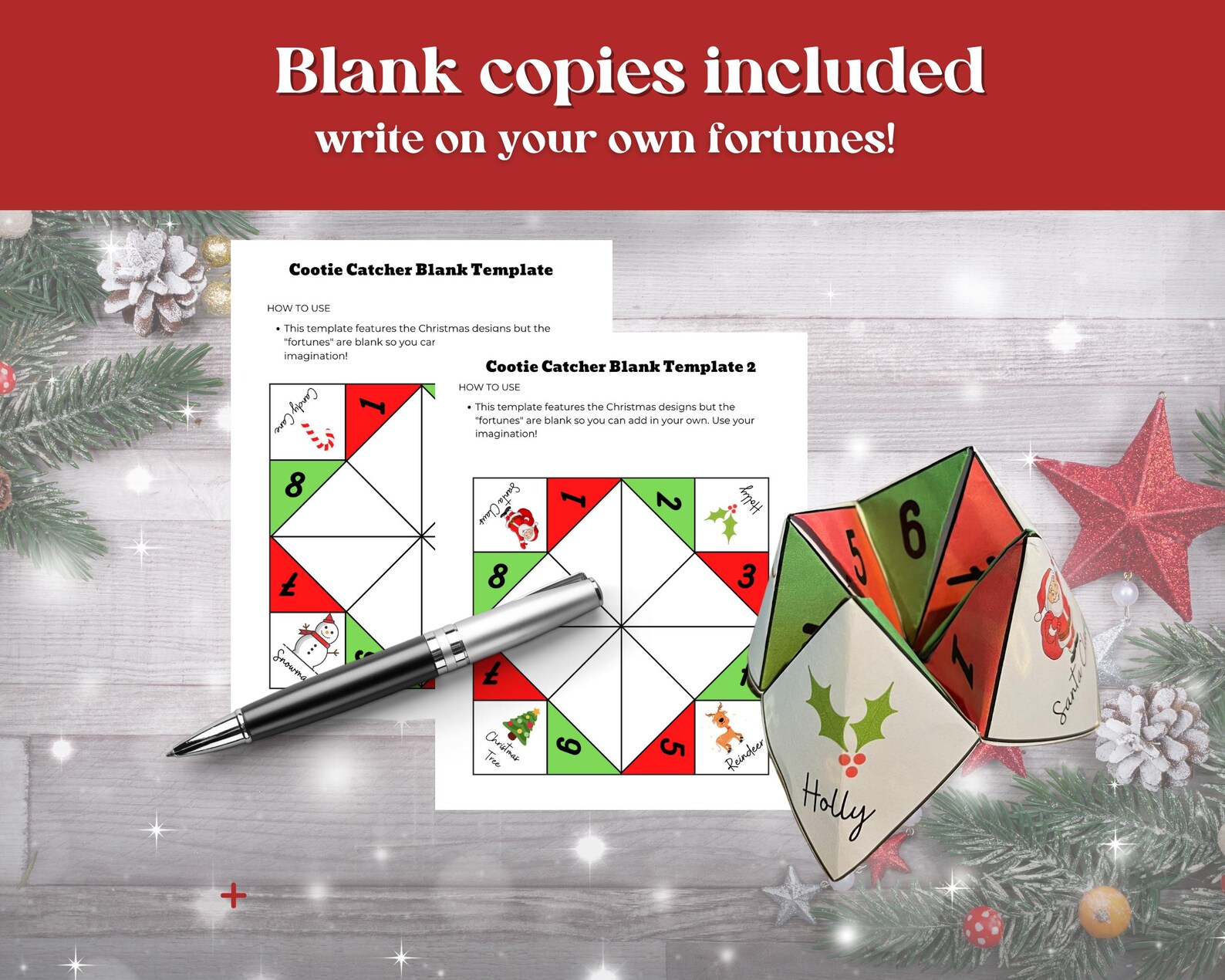 Christmas Fortune Teller Cootie Catcher: Holiday Jokes, Scavenger Hunt ...