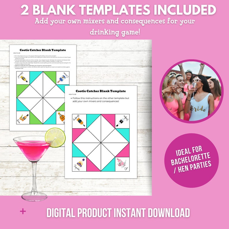 Adult Drinking Game Fortune Teller Cootie Catcher Chatterbox INSTANT ...