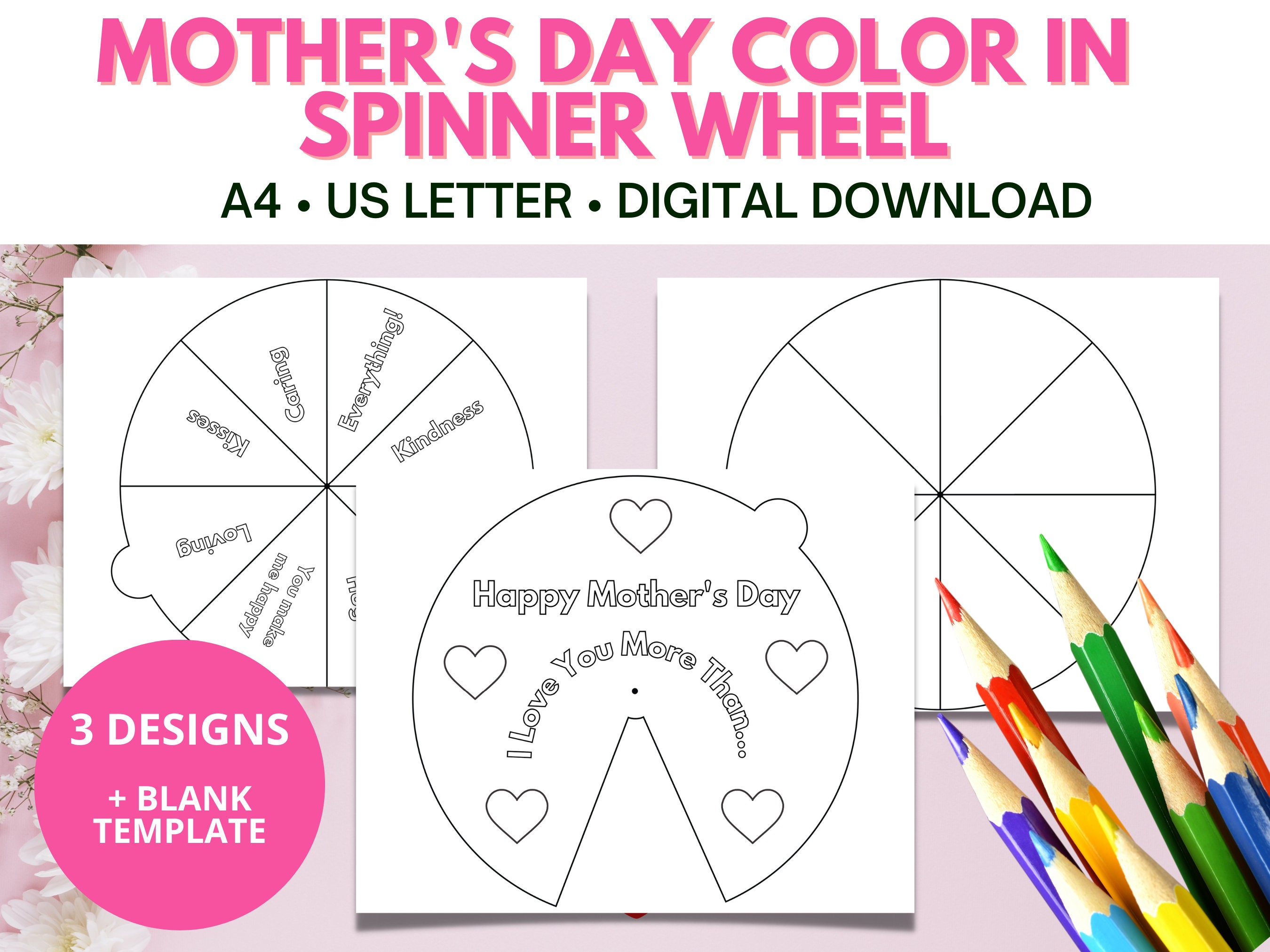 Mother's Day Spinner Wheel Color in Kid's Activity Mothers Day Craft ...
