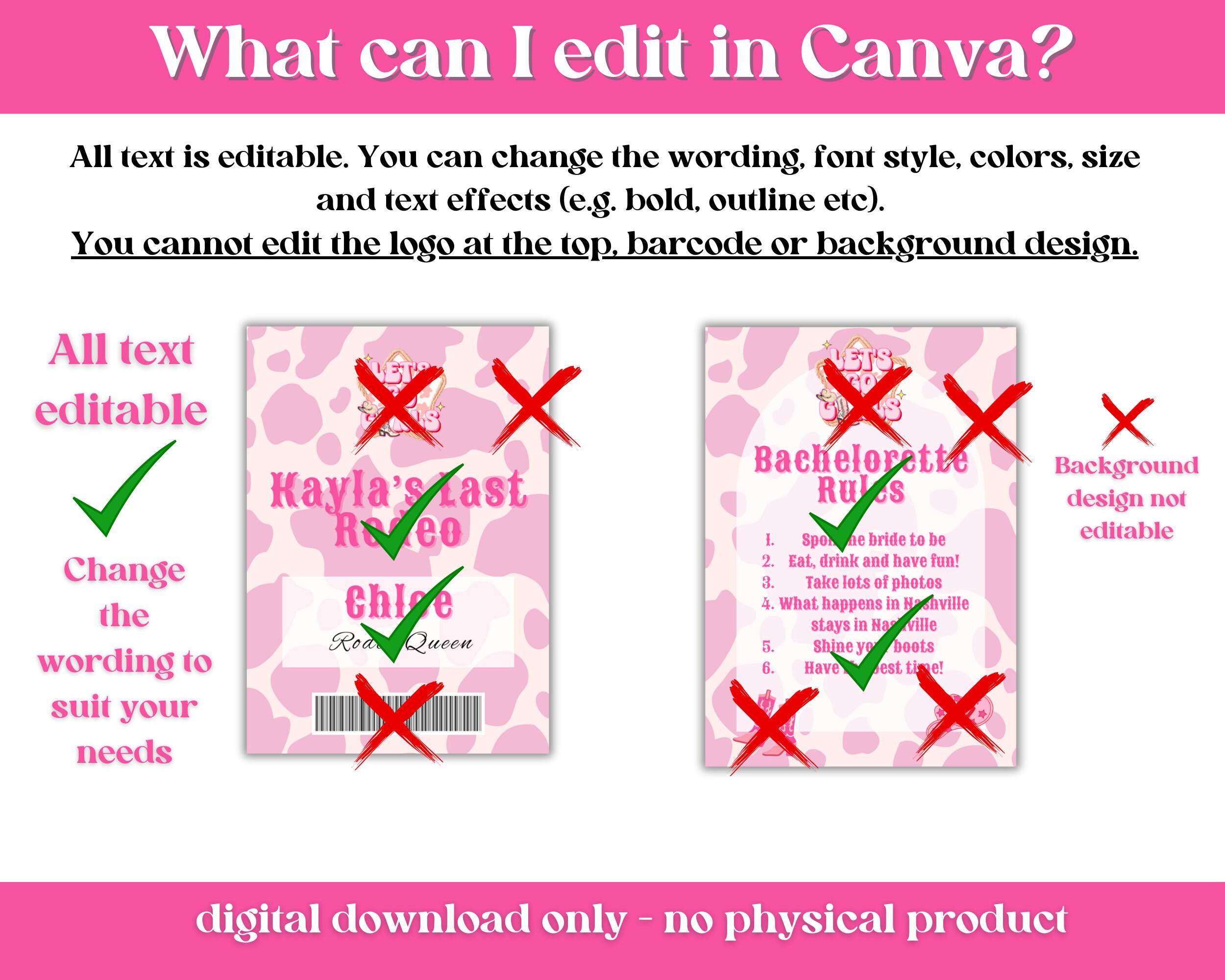 Editable Last Rodeo Bachelorette Party Printable Lanyard Canva Template ...