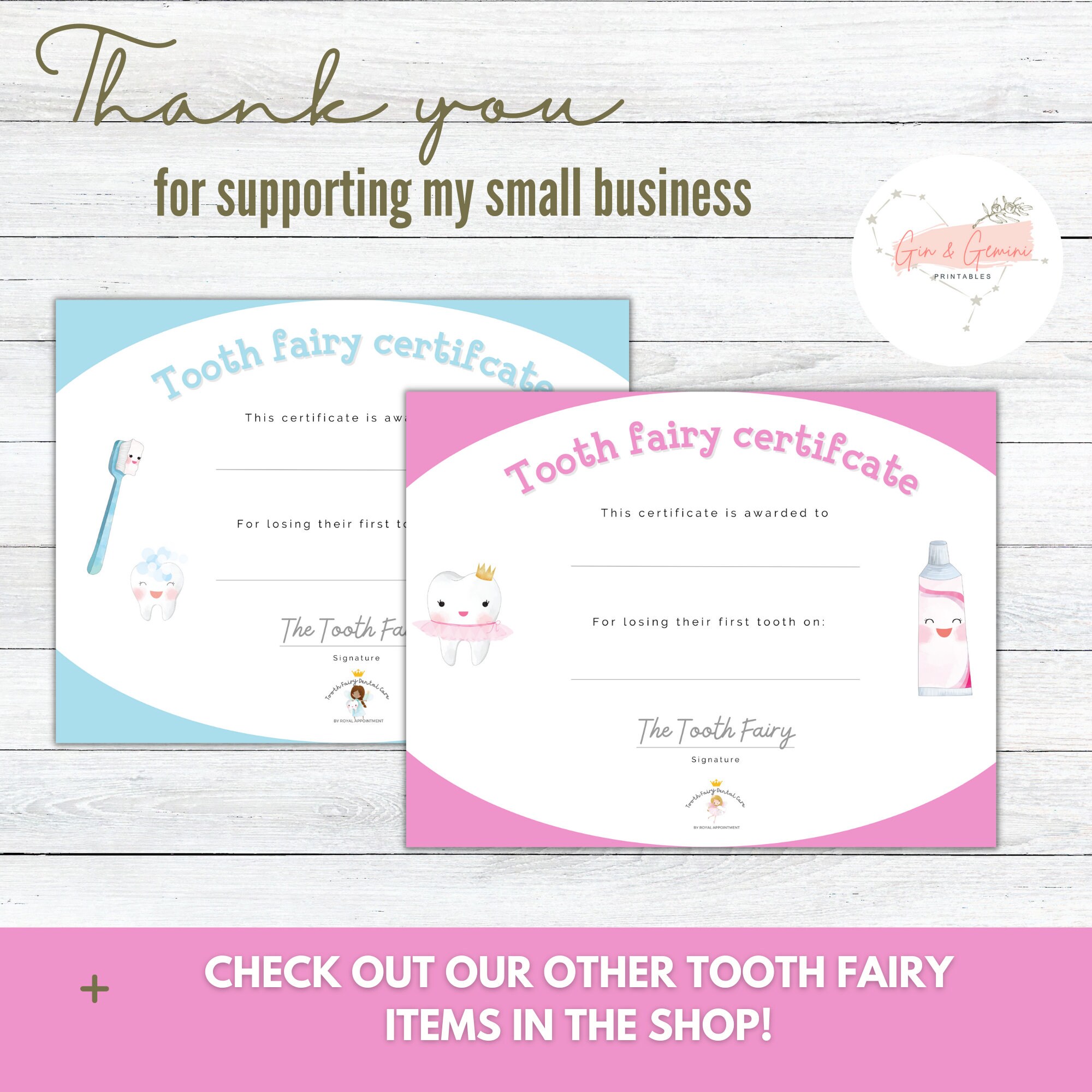 Tooth Fairy Printable Money Gift Certificate Coupon Voucher Cashless ...