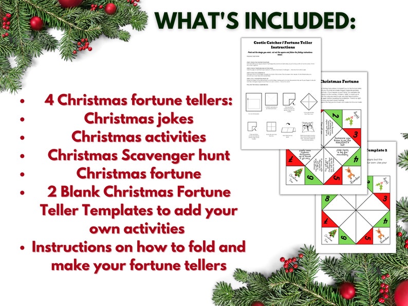 Fortune Teller Cootie Catcher Chatterbox Christmas Themed - Jokes ...