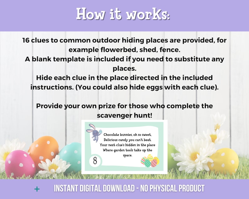 Easter Outdoor Scavenger Hunt for Kids Printable, Easter Egg Hunt Kids ...