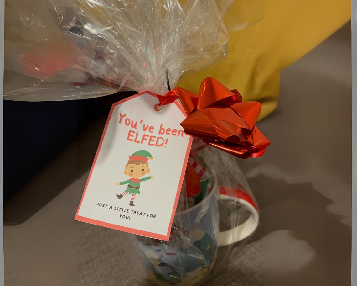 You've Been Elfed Christmas Printable Gift Tags, Teacher Appreciation ...