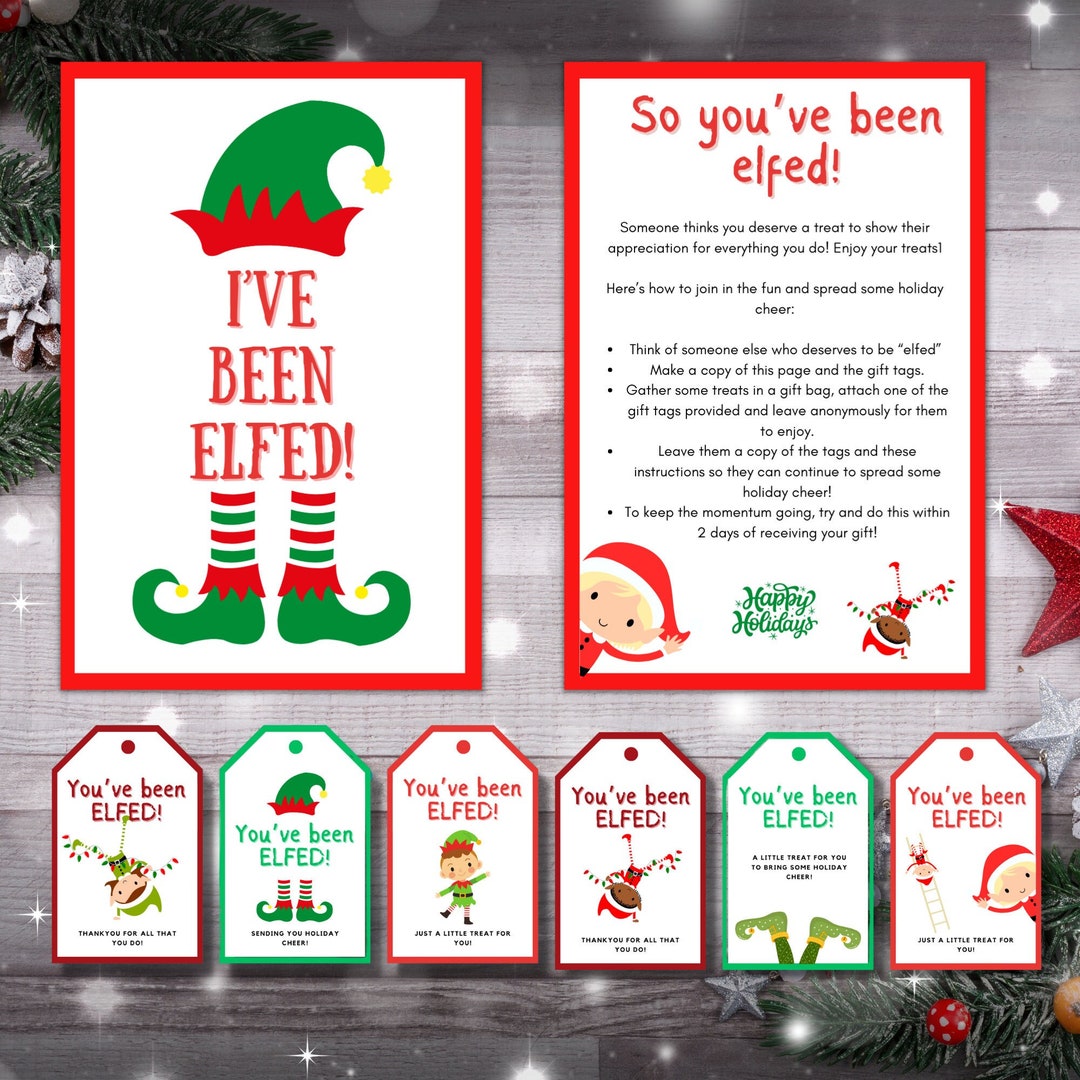 You've Been Elfed Christmas Printable Gift Tags, Teacher Appreciation ...
