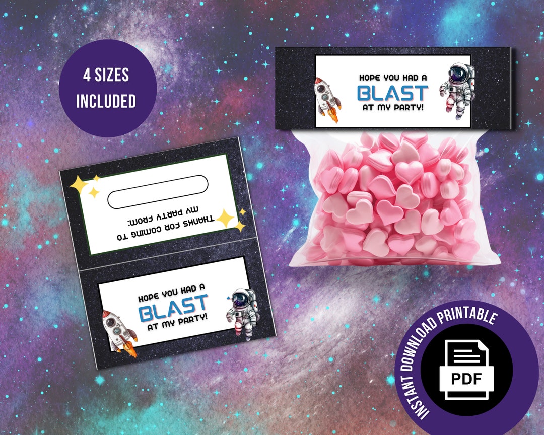 Space Birthday Party Treat Bag Toppers for Kids, Boys Party, Tags for ...