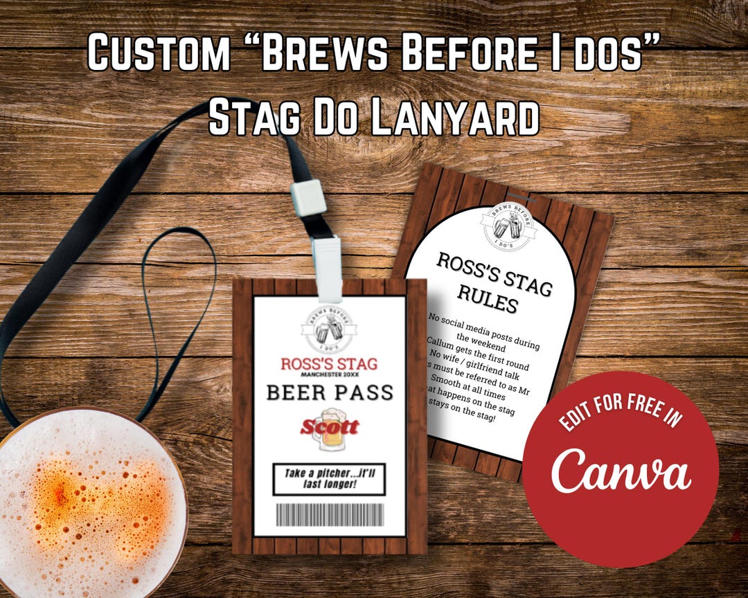 Editable Beer Pass Stag Do Brews Before I Dos Bachelor Party Printable ...
