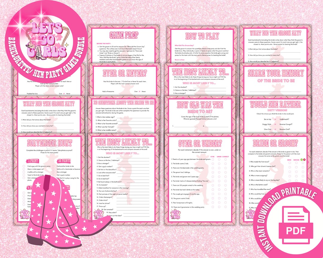 The Last Rodeo Bachelorette Party Printable Games Hen Party Games Clean ...