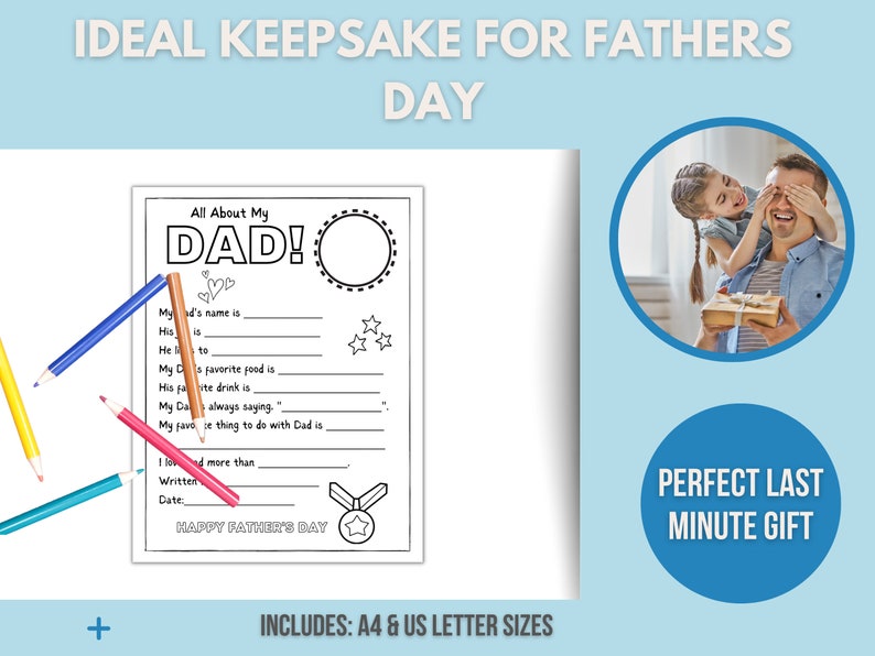 All About My Dad Printable Worksheet for Kids Father's Day - Etsy