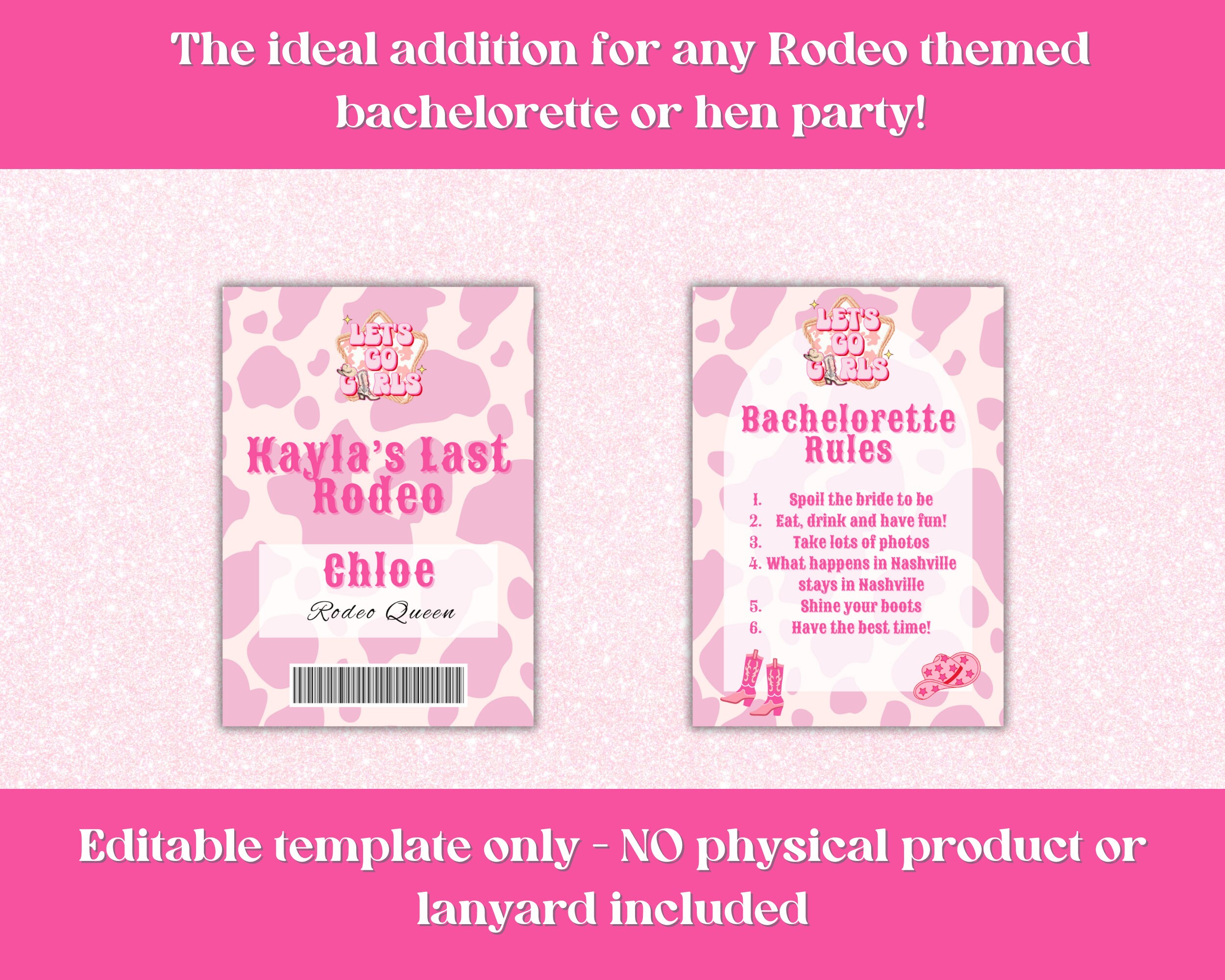 Editable Last Rodeo Bachelorette Party Printable Lanyard Canva Template ...