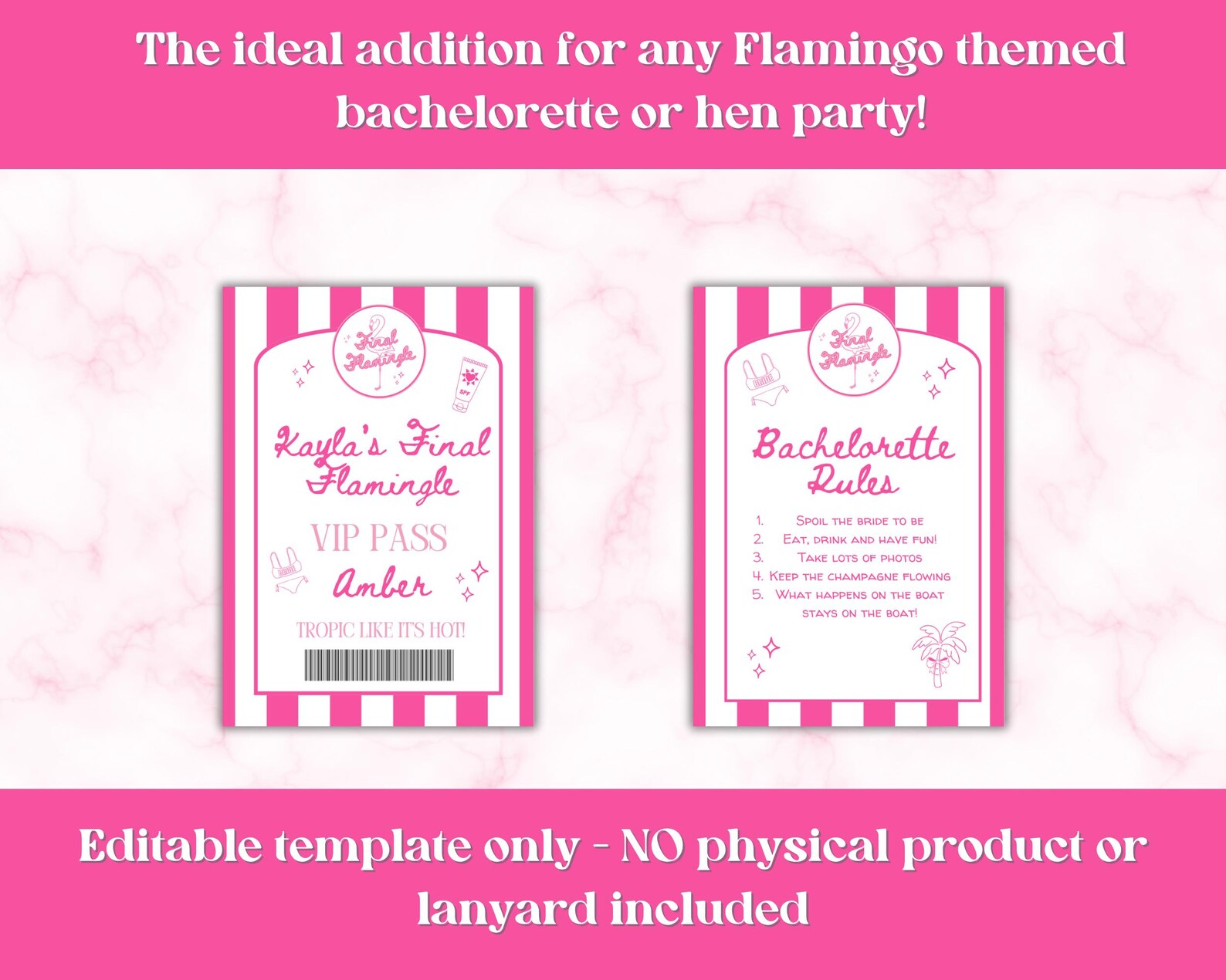 Editable Final Flamingle Bachelorette Party Printable Lanyard Canva ...