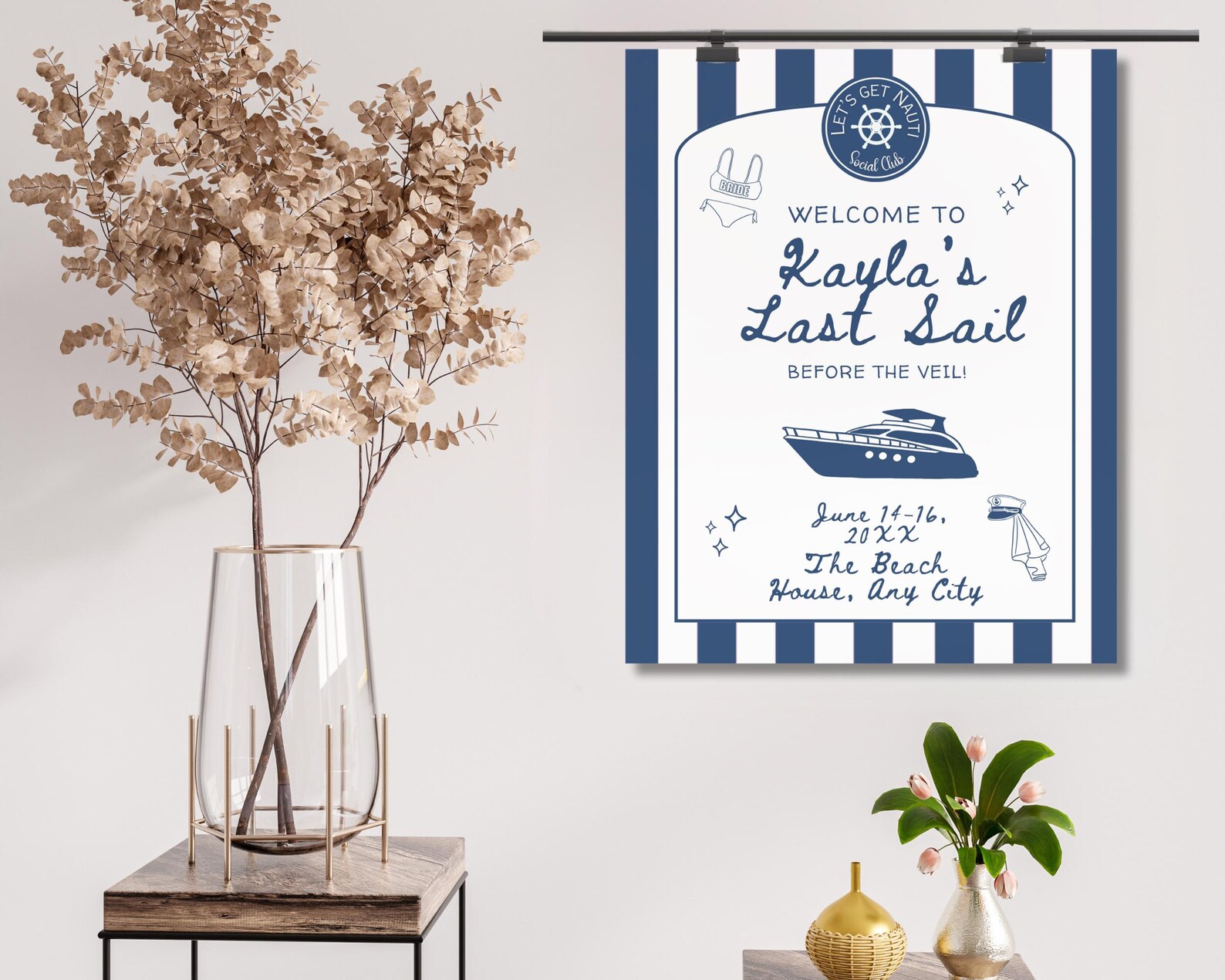 Nautical Last Sail Bachelorette Party Welcome Signs Editable Canva ...