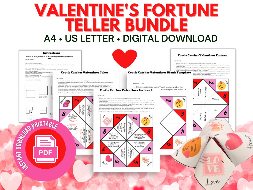 Valentine's Day Cootie Catcher Fortune Teller Chatterbox, Party Favor ...