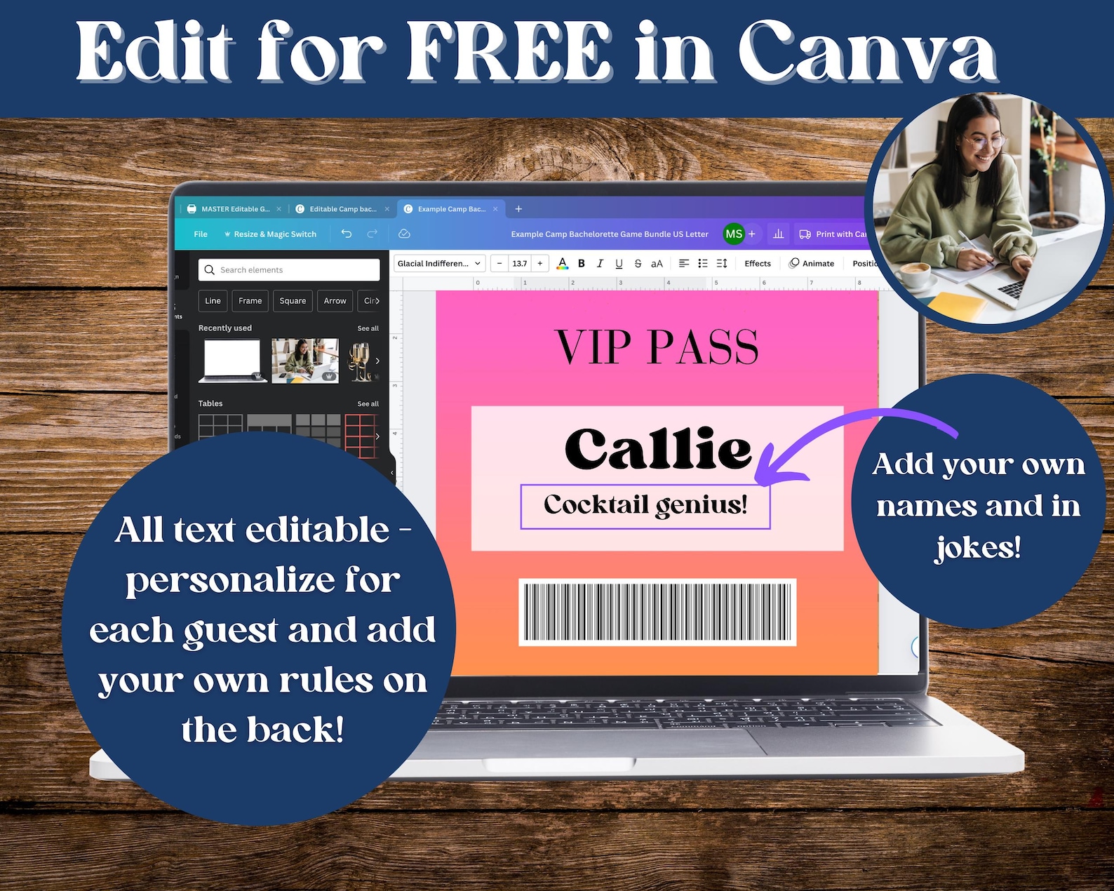 Editable Ski Pass Apres Ski Bachelorette Party Printable Lanyard Canva ...