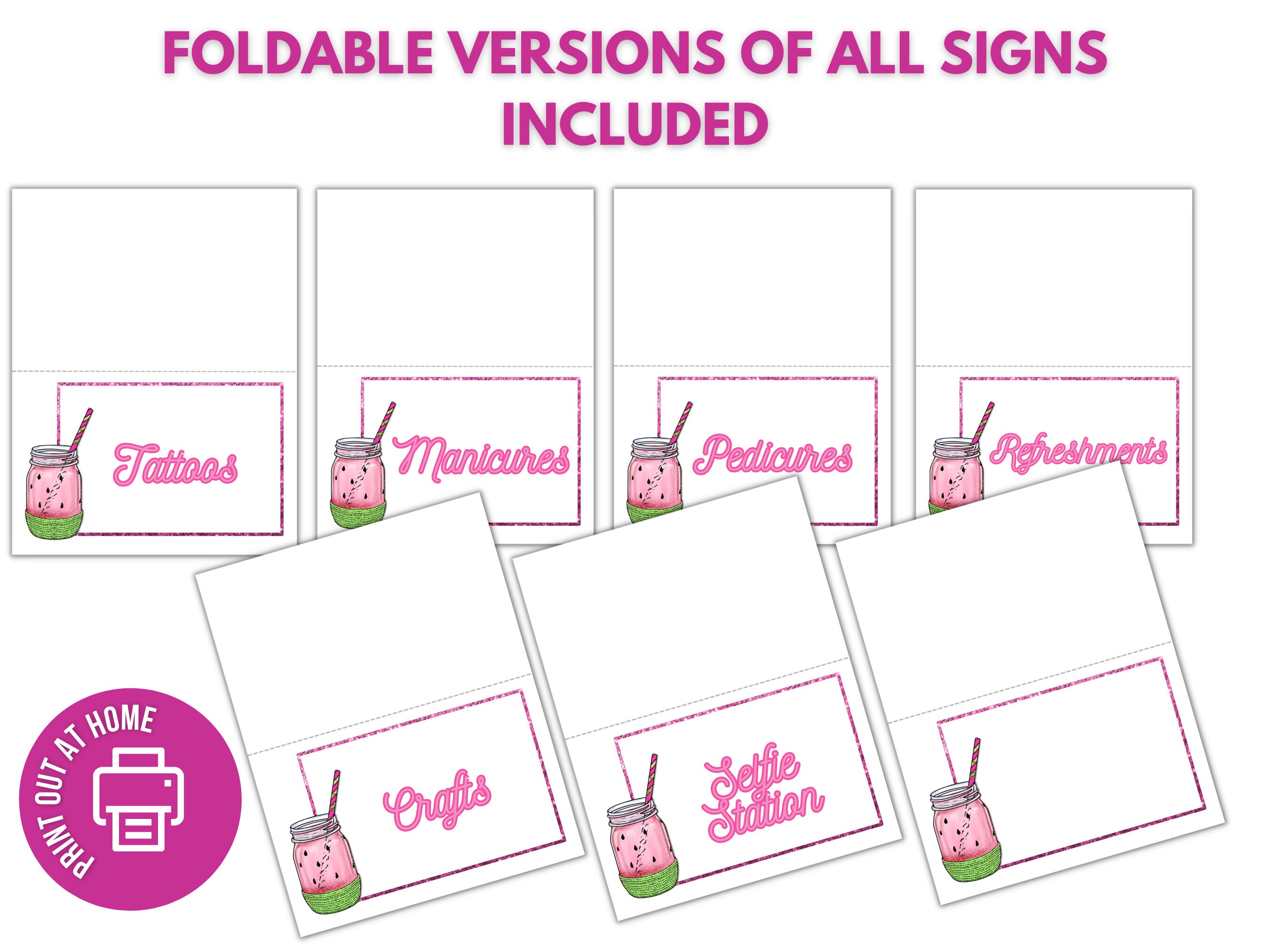 Spa Party Activity Signs, Printable Signs for Pamper Party, Tween ...