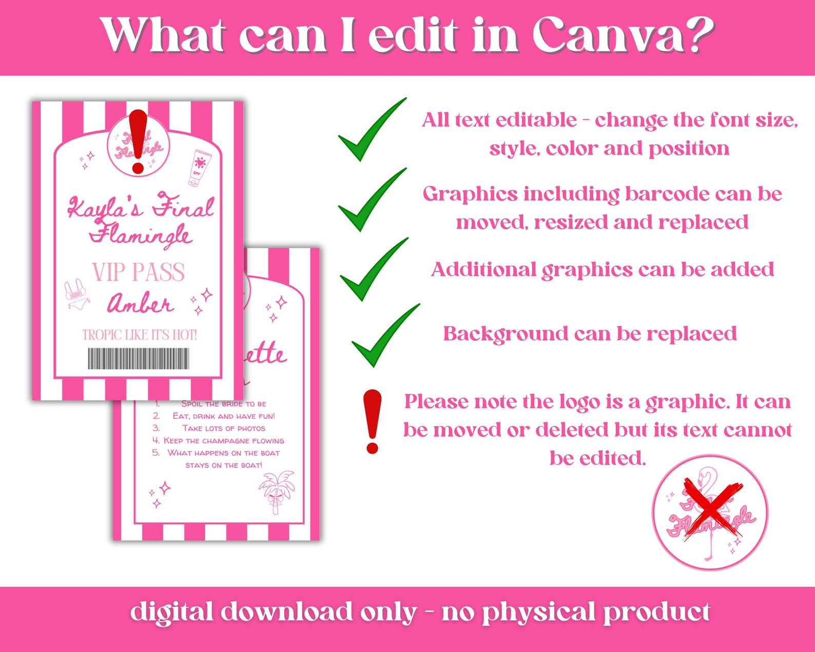 Editable Final Flamingle Bachelorette Party Printable Lanyard Canva ...