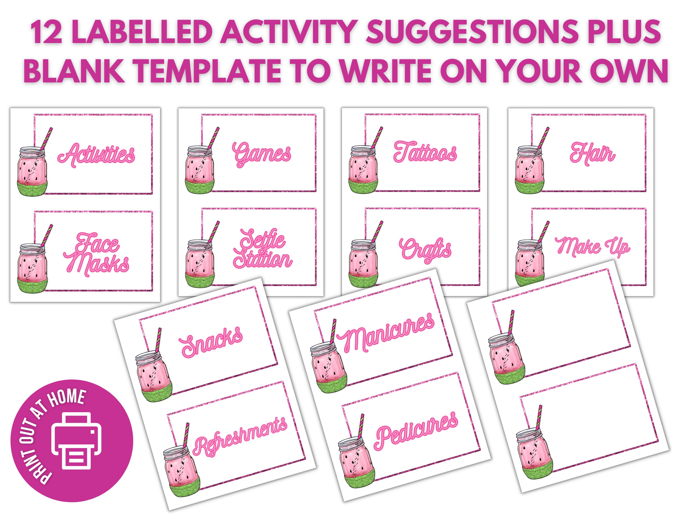 Spa Party Activity Signs, Printable Signs for Pamper Party, Tween ...
