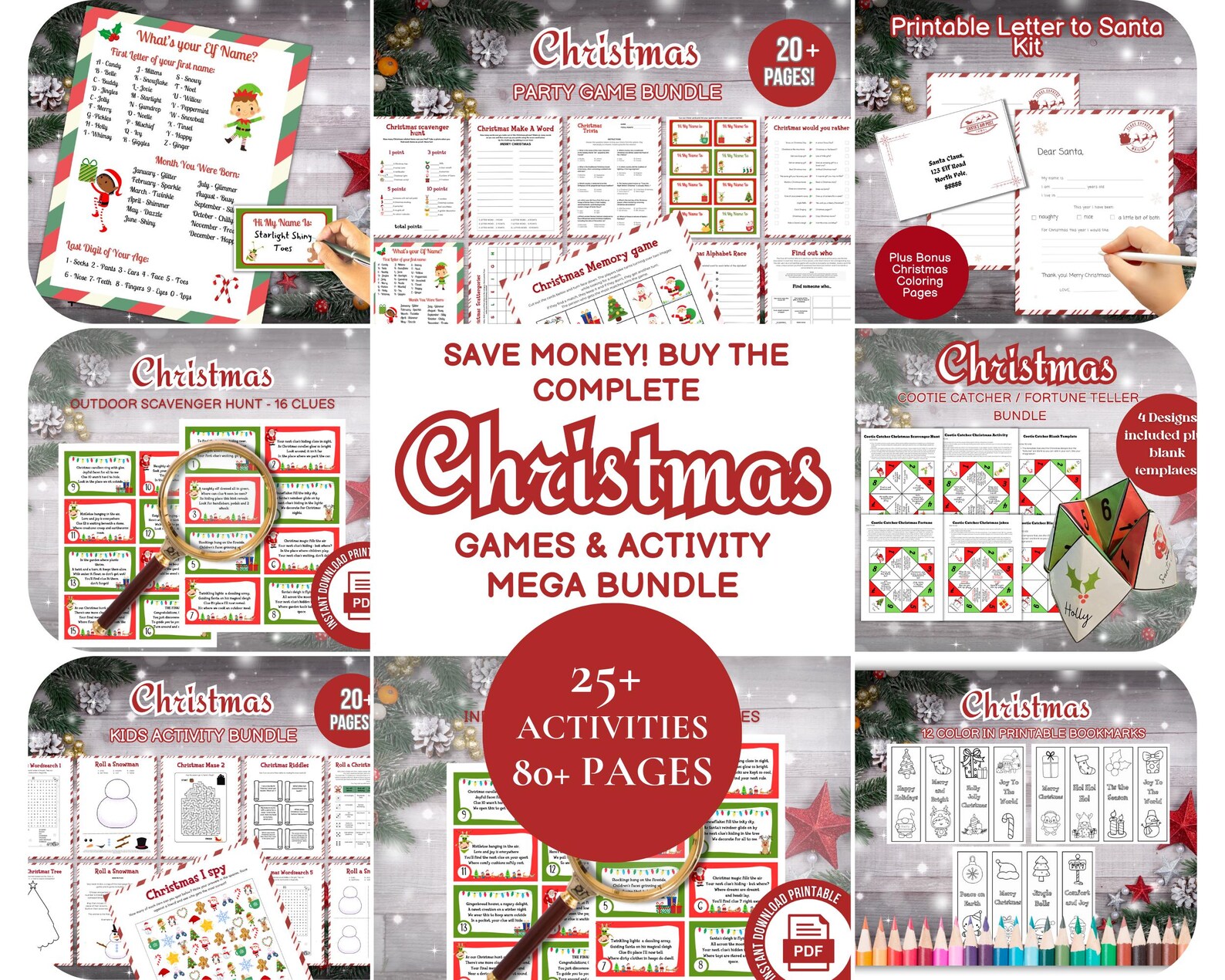 Christmas Fortune Teller Cootie Catcher: Holiday Jokes, Scavenger Hunt ...