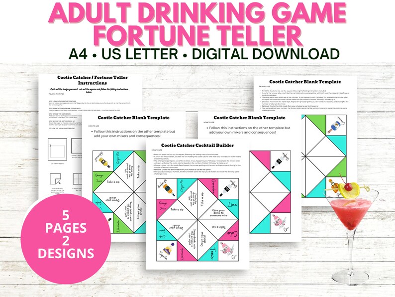 Adult Drinking Game Fortune Teller Cootie Catcher INSTANT - Etsy