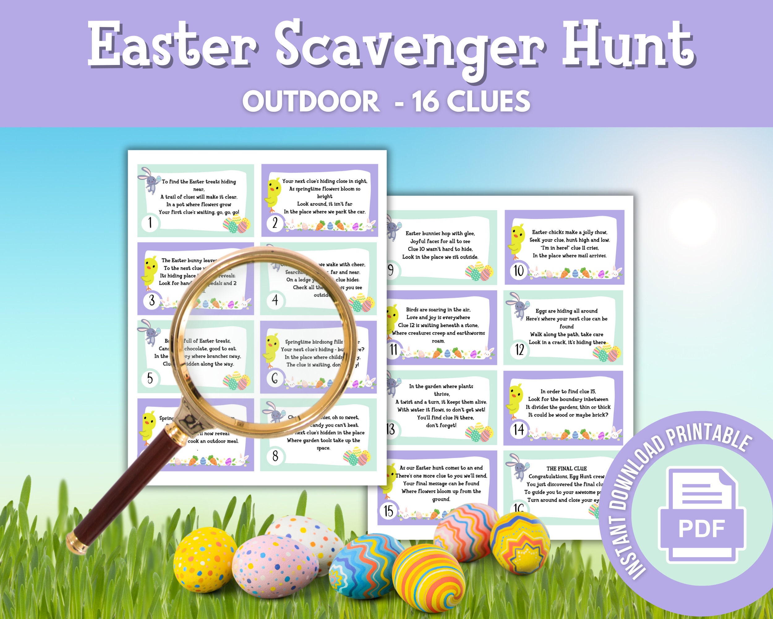 Easter Outdoor Scavenger Hunt for Kids Printable, Easter Egg Hunt Kids ...