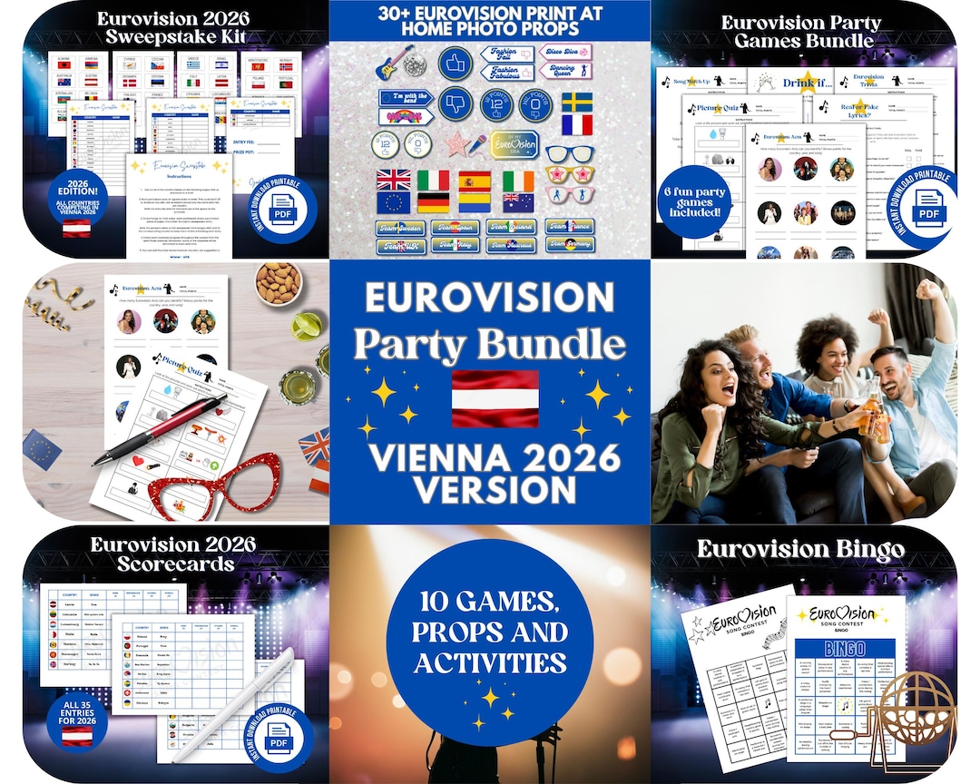 Eurovision Party Games Bundle 2026, Printable Eurovision Watch Party ...
