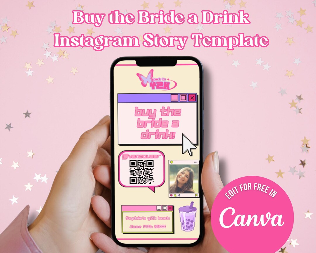 Y2K Bachelorette Buy the Bride a Drink Instagram Story, Editable Hen ...