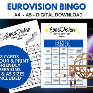 Eurovision Song Content Bingo Cards | Eurovision Party Game ...