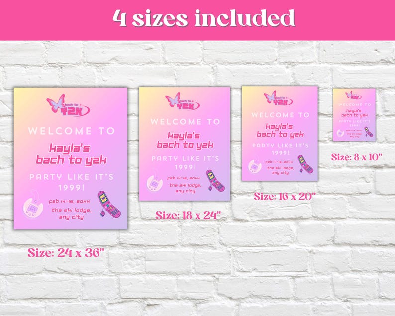 Bach to Y2K Bachelorette Party Welcome Signs Editable Canva Template ...