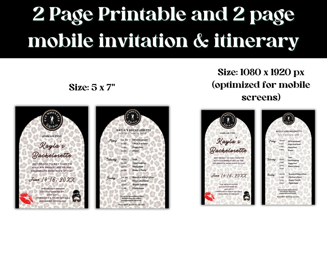 Mob Wife Bachelorette Party Invitation Editable Canva Template ...