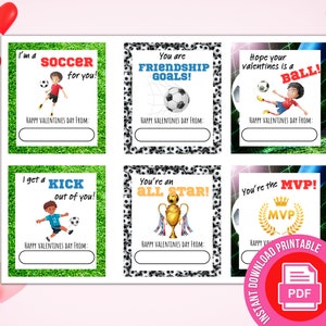 Printable Soccer Valentine Cards for Kids, School Valentines, Sports ...