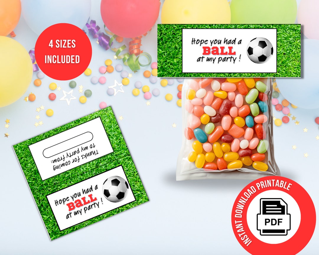 Soccer Birthday Party Treat Bag Toppers for Kids, Boys Party, Tags for ...