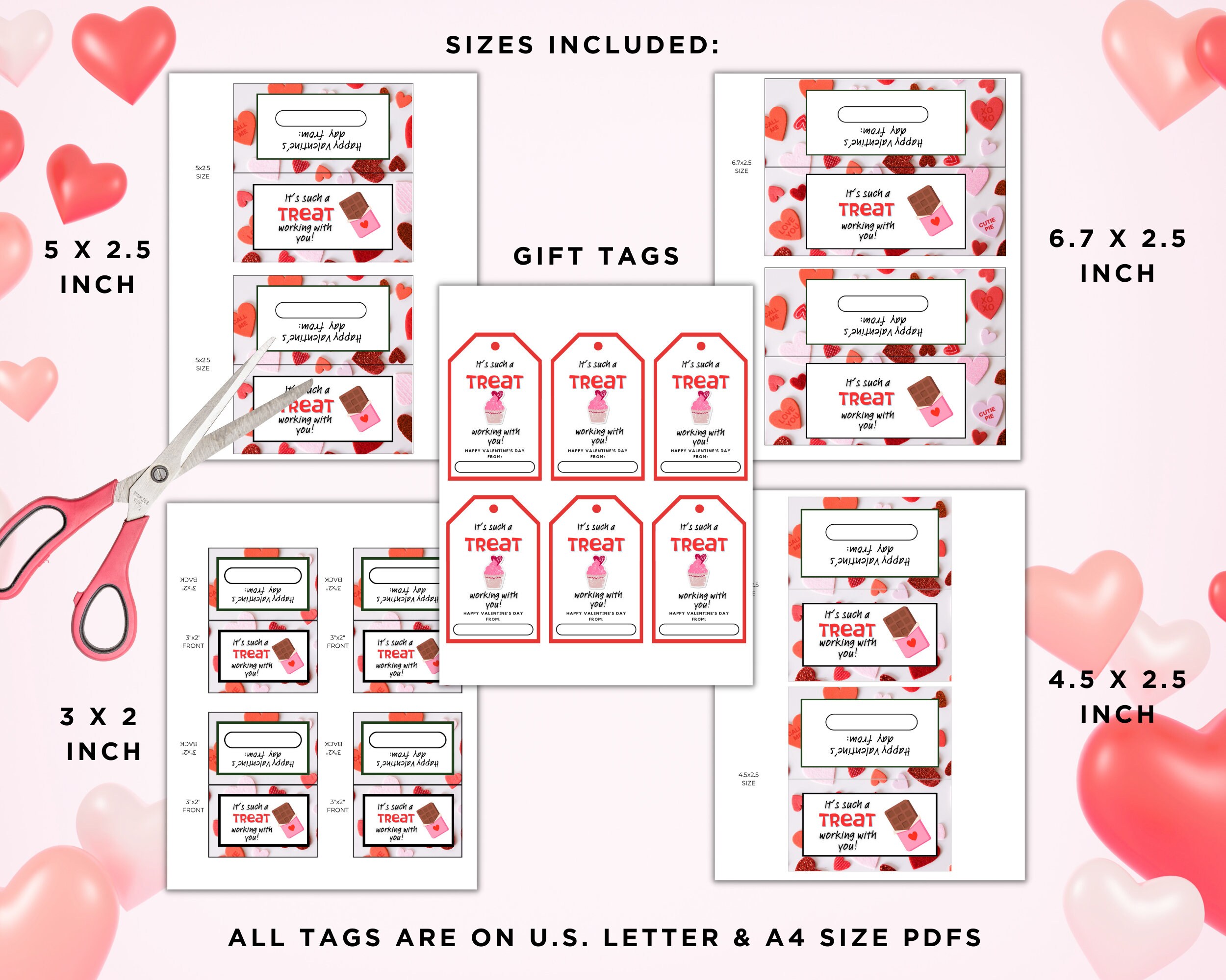 Coworker Valentines Day Treat Bag Toppers Treat Tags, Gift Tags for DIY ...