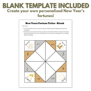 New Year's Eve Cootie Catcher Fortune Teller Fun Family Party Game ...