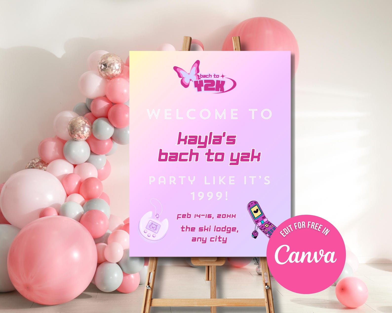 Bach to Y2K Bachelorette Party Welcome Signs Editable Canva Template ...