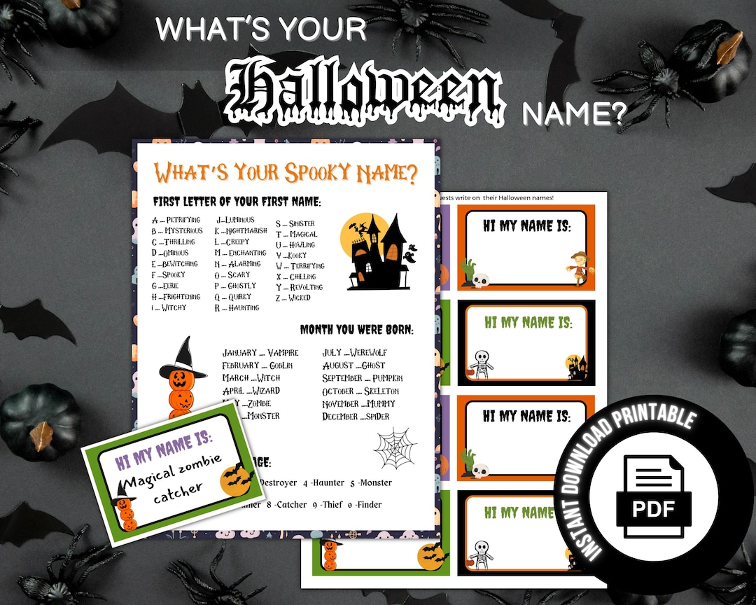 Halloween Name Game: Spooky Name Generator, Kids Party Activity ...