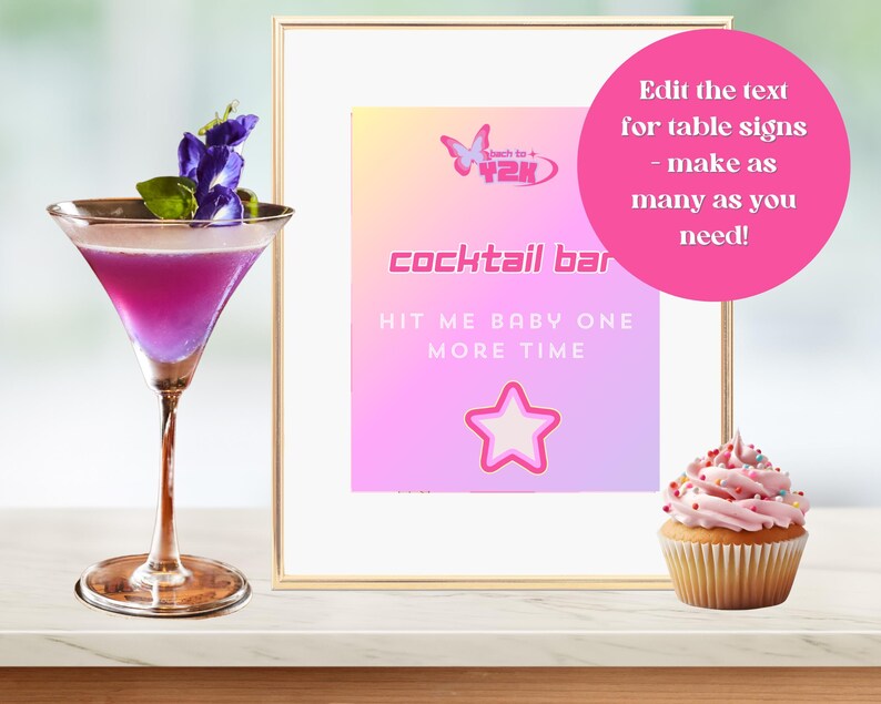Y2k Birthday Party Welcome Signs Editable Canva Template Printable 21st ...