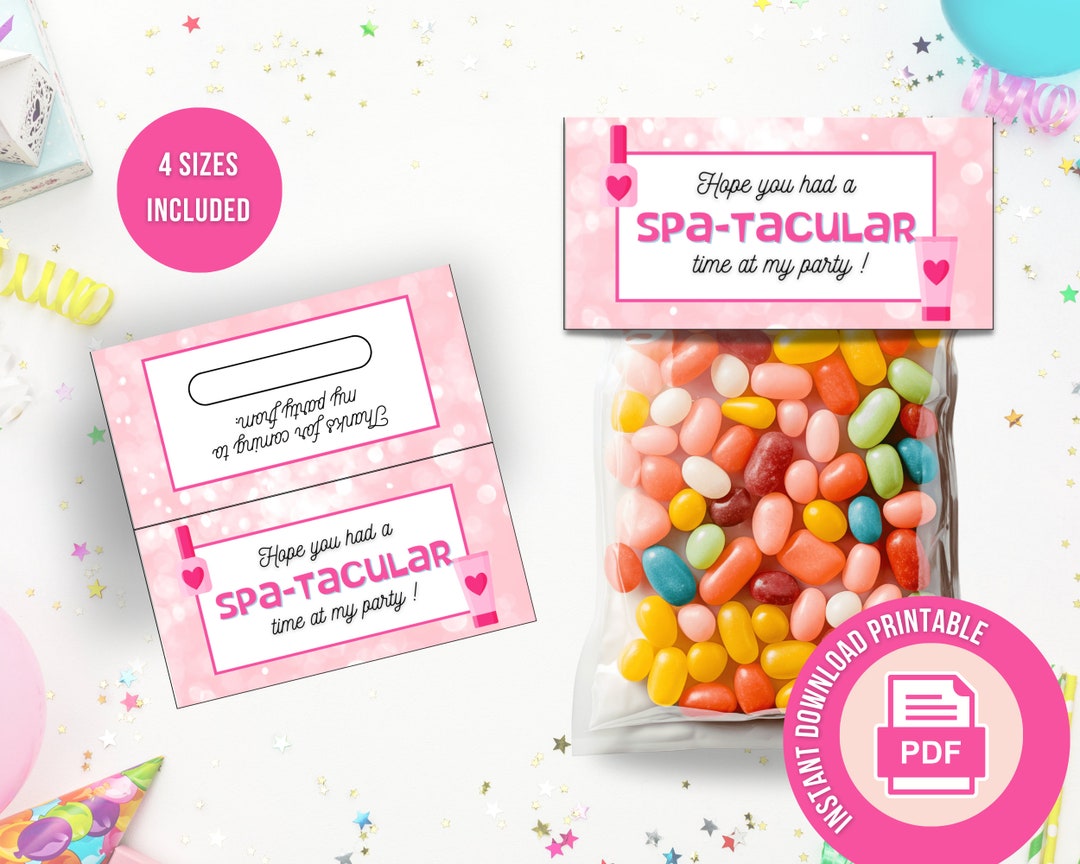 Spa Pamper Party Birthday Treat Bag Toppers for Kids, Girls Party, Tags ...