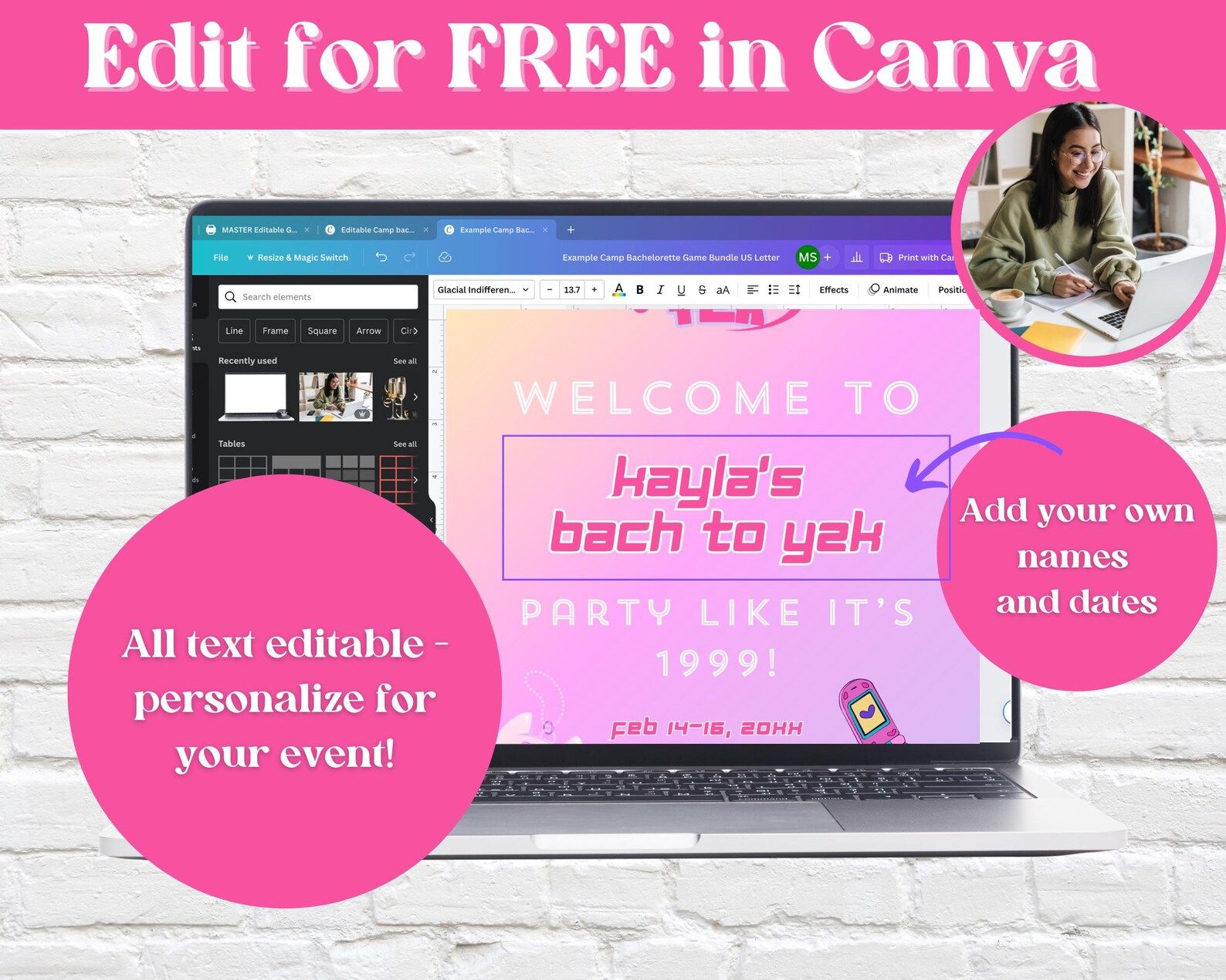 Bach to Y2K Bachelorette Party Welcome Signs Editable Canva Template ...