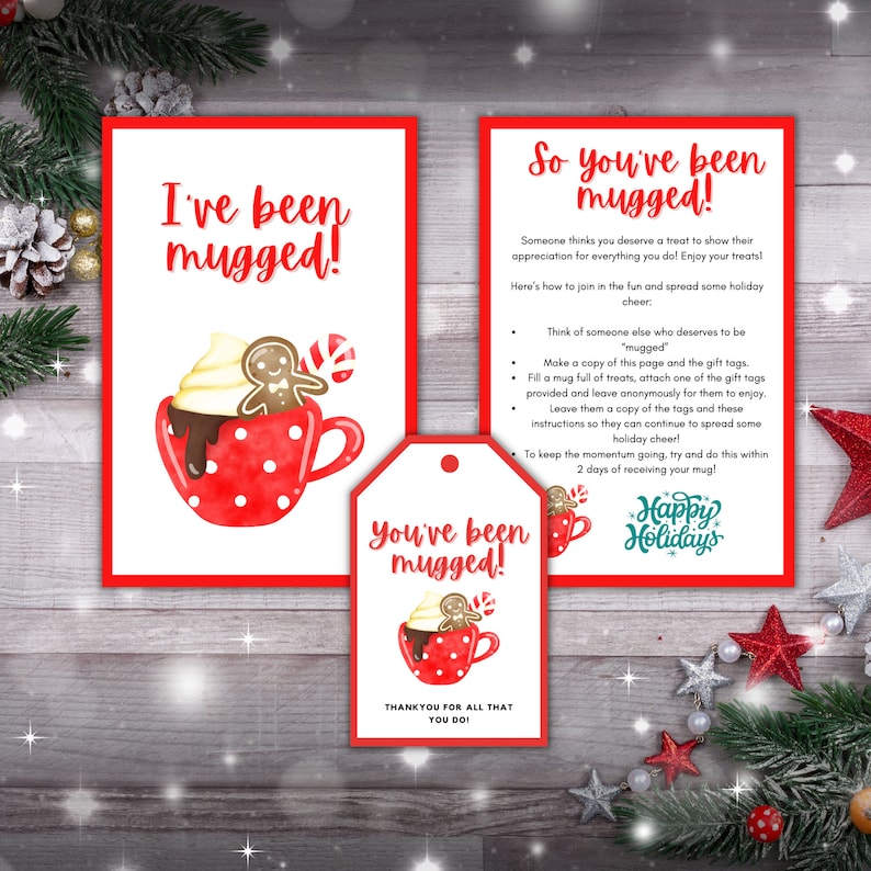 You've Been Mugged Gift Tags Printable Hot Cocoa Tags, Teacher ...