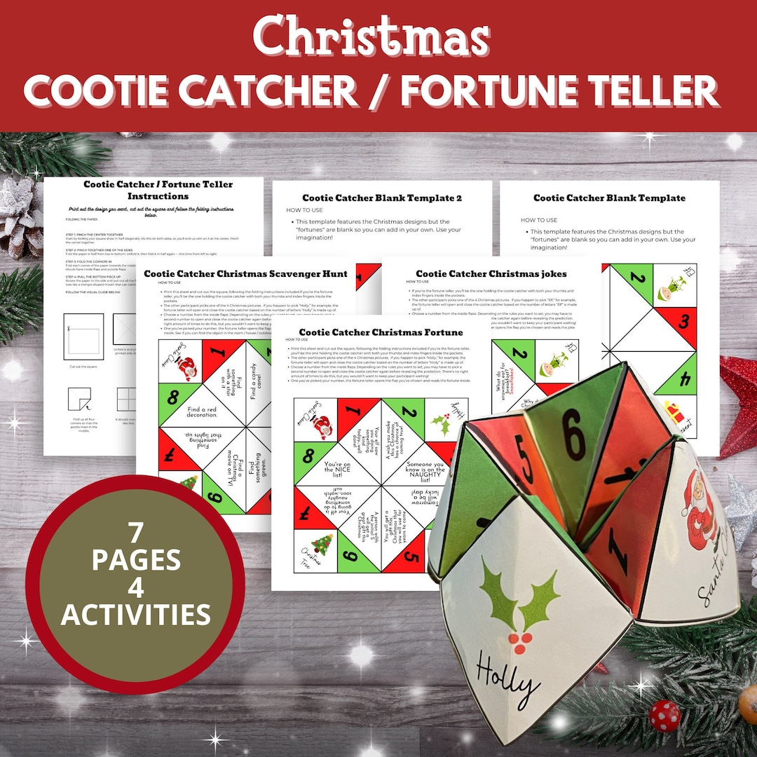 Fortune Teller Cootie Catcher Chatterbox Christmas Themed - Jokes ...