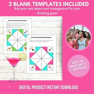 Bachelorette Cocktail Builder Fortune Teller Cootie Catcher Chatterbox ...