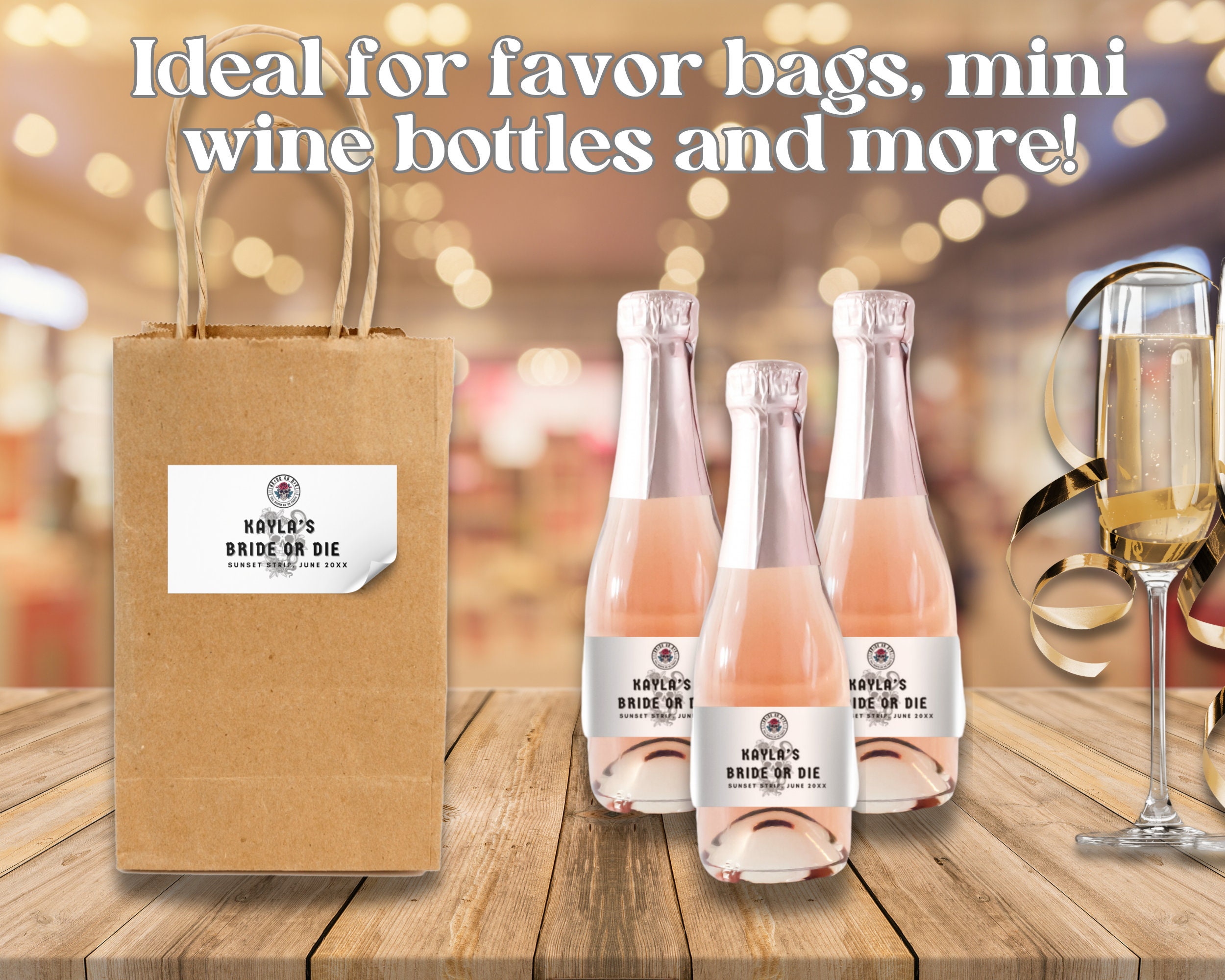 Editable Bride or Die Bachelorette Hen Party Mini Wine Bottle Label ...