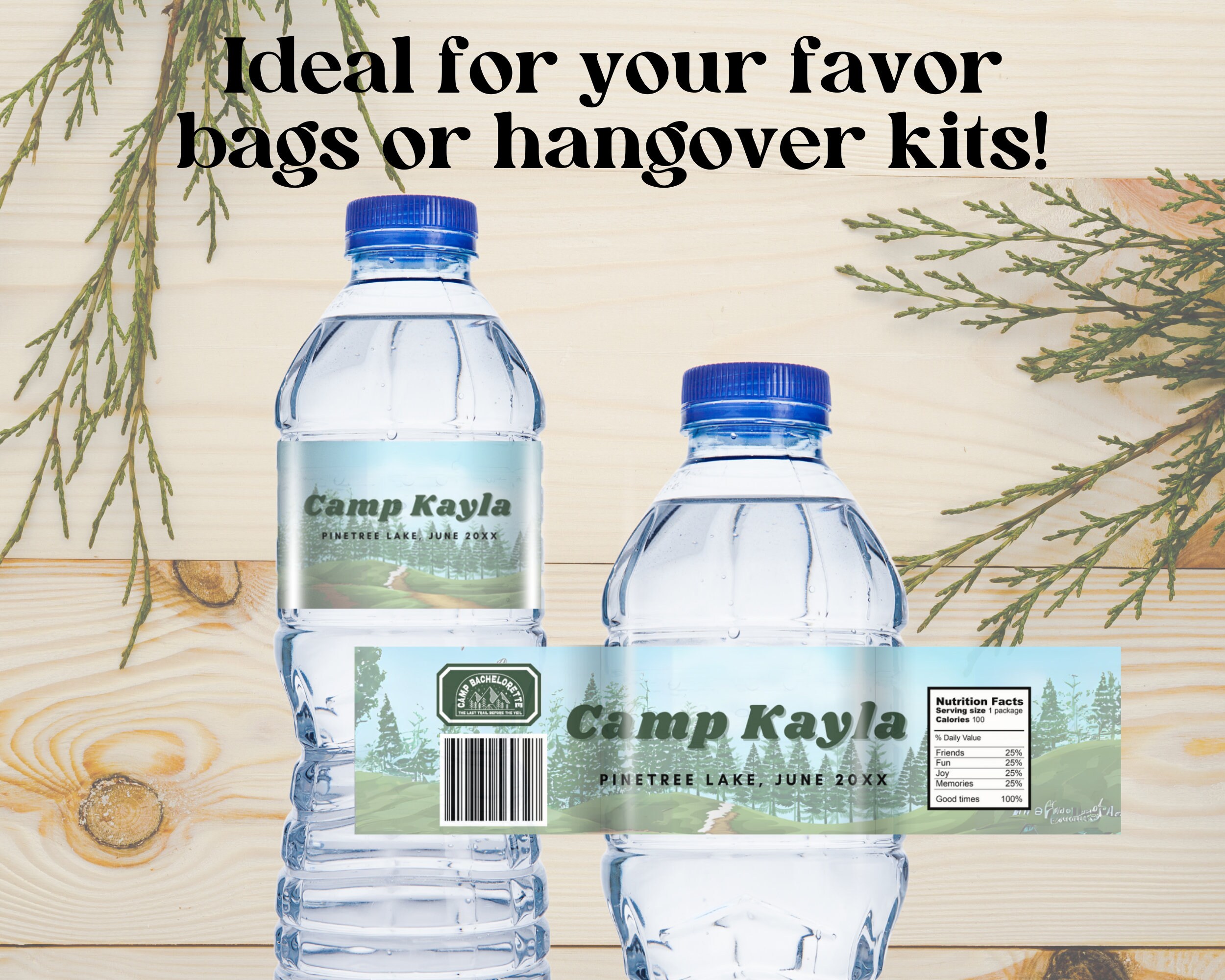 Editable Camp Bachelorette Party Water Bottle Label Canva Template ...