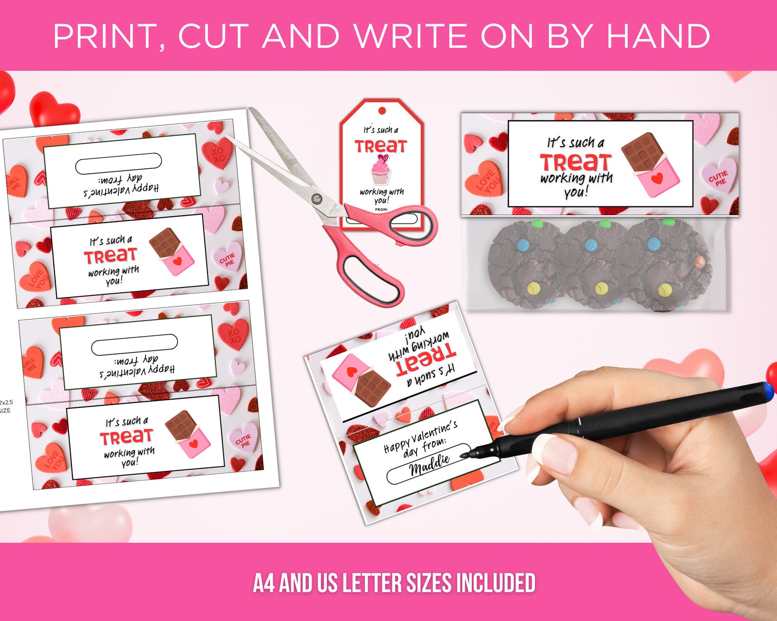 Coworker Valentines Day Treat Bag Toppers Treat Tags, Gift Tags for DIY ...