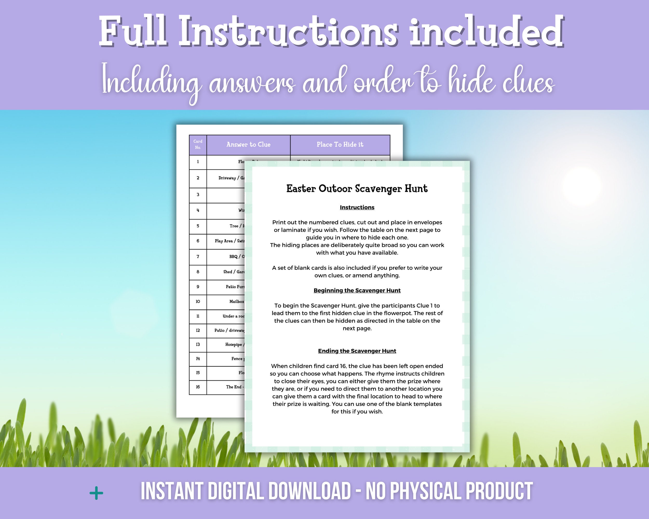 Easter Outdoor Scavenger Hunt for Kids Printable, Easter Egg Hunt Kids ...