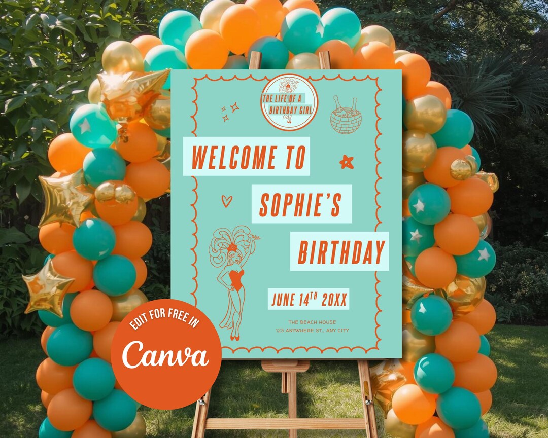 Editable the Life of a Birthday Girl Welcome Sign Bundle, Showgirl ...