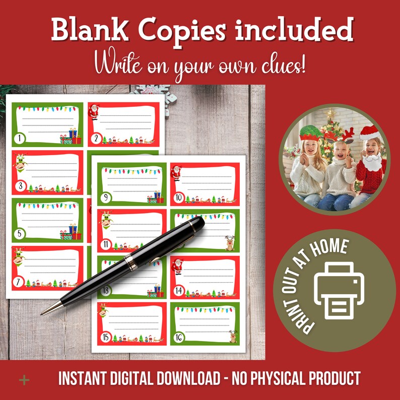 Christmas Indoor Scavenger Hunt for Kids, 16 Christmas Treasure Hunt ...
