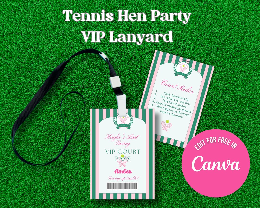 Last Swing Tennis Bachelorette Party Preppy Country Club Lanyard Canva ...